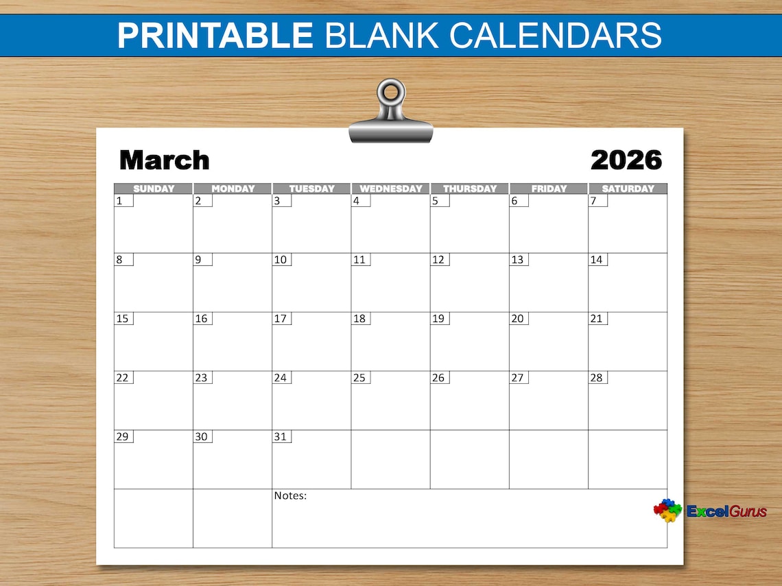 2026 Monthly Calendar Printable | Minimalist Design | Sunday & Monday ...