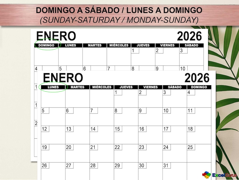 2026 Spanish Calendar Printable | Large Print | Calendario En Español ...