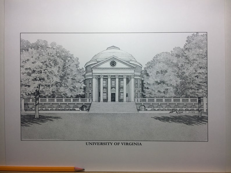 University of Virginia Rotunda Pen and Ink Drawing - Etsy