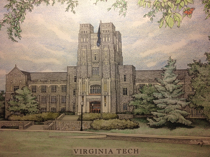 Virginia Tech Burruss Hall 11x14 Print - Etsy