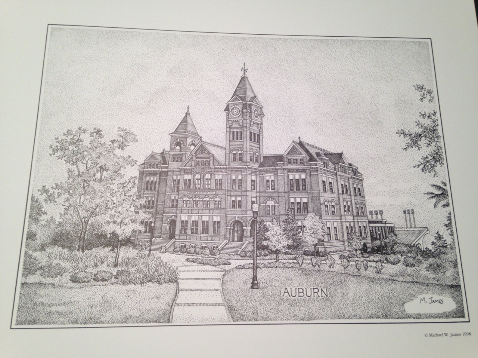 Auburn 11x14 Pen and Ink Print of Samford Hall - Etsy