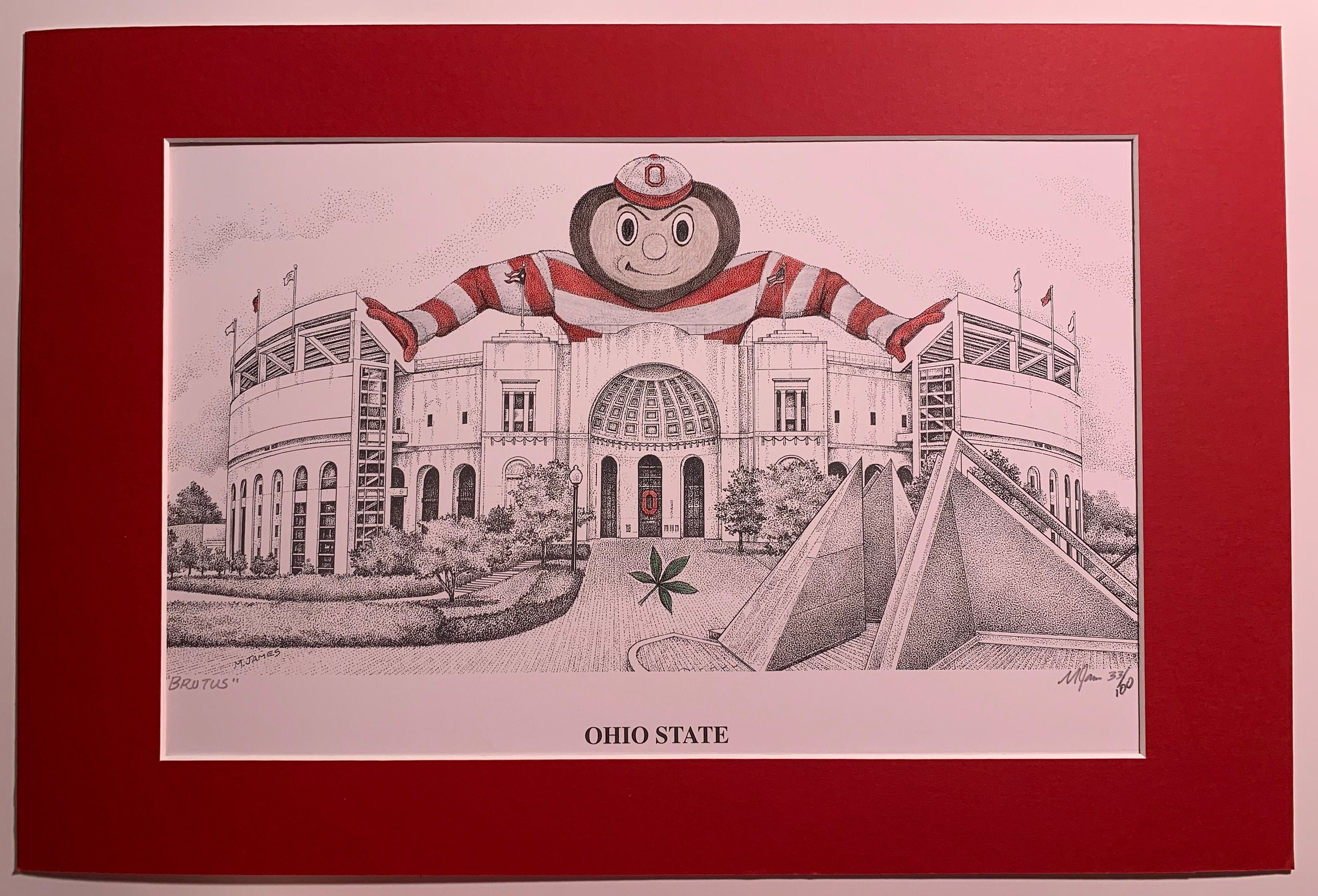 Ohio State 11x17 Pen and Ink Print of Football Stadium From - Etsy