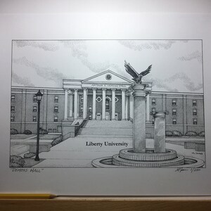 Liberty University - Demoss Hall 11"x14" Pen and Ink Print - Etsy