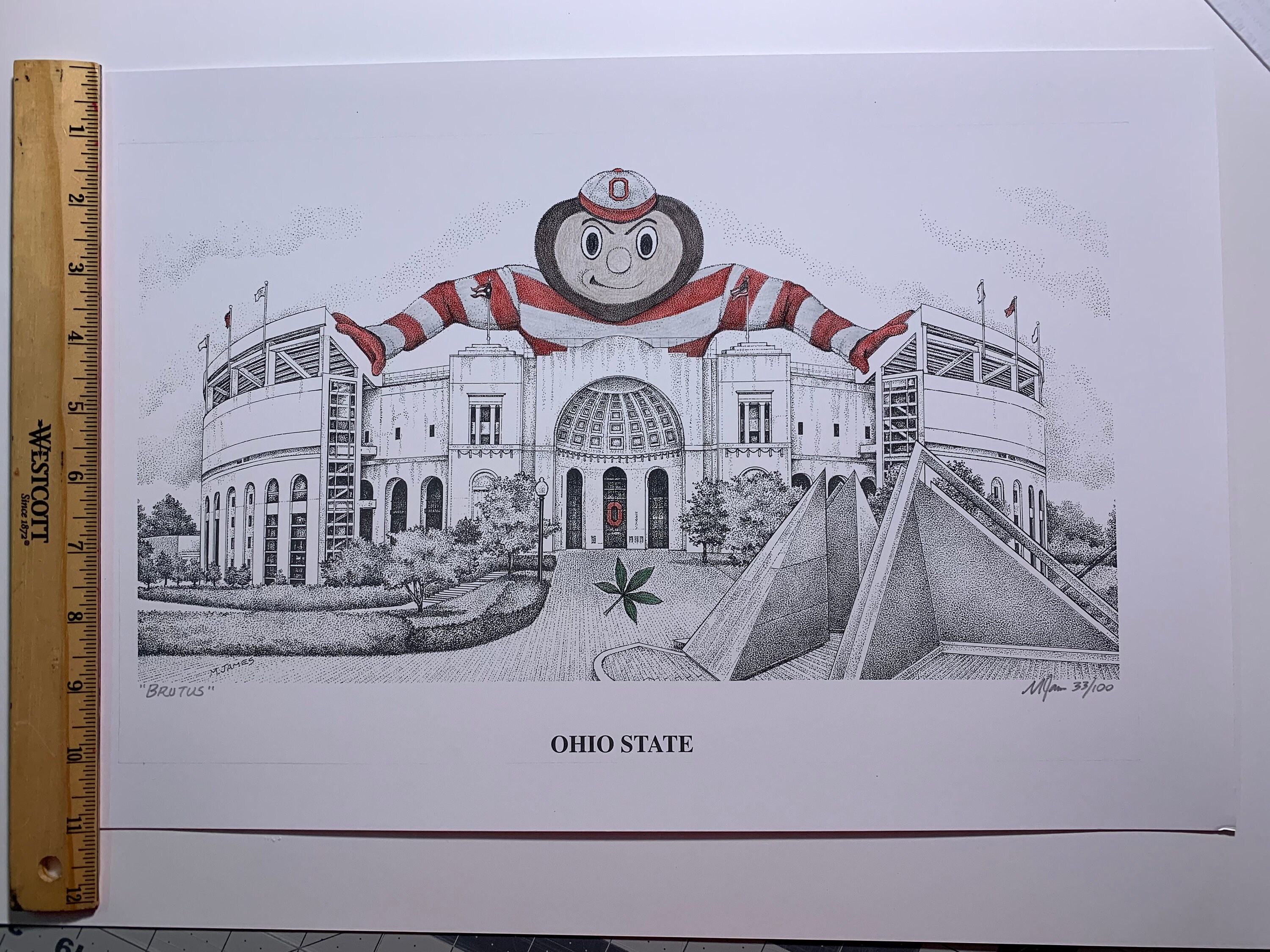 Ohio State 11x17 Pen and Ink Print of Football Stadium From - Etsy