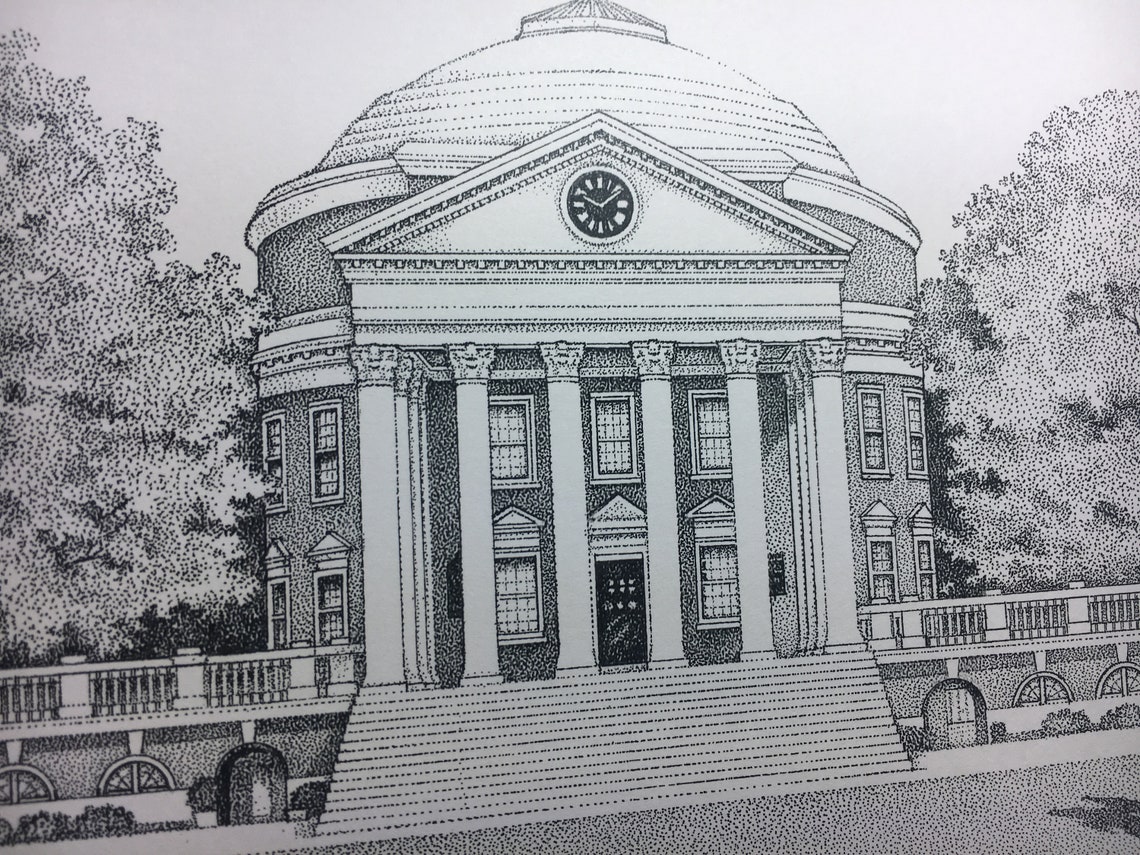 University of Virginia Rotunda pen and ink drawing | Etsy