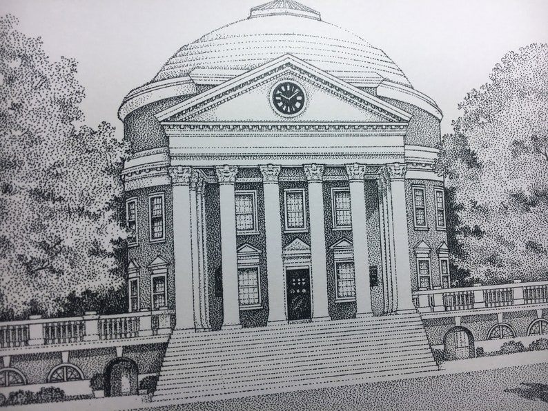 University of Virginia Rotunda Pen and Ink Drawing - Etsy