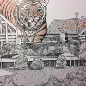 Clemson Stadium 11x17 Print From Hand-drawn Pen and Ink | Etsy