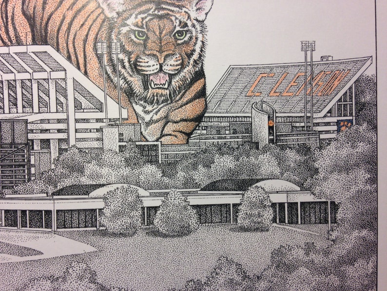 Clemson Stadium 11x17 Print From Hand-drawn Pen and Ink - Etsy