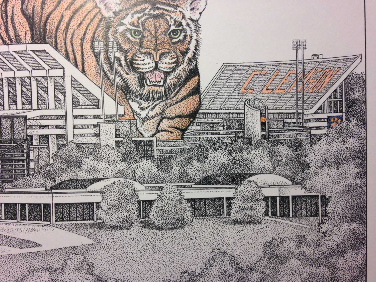Clemson Stadium 11x17 Print From Hand-drawn Pen and Ink - Etsy