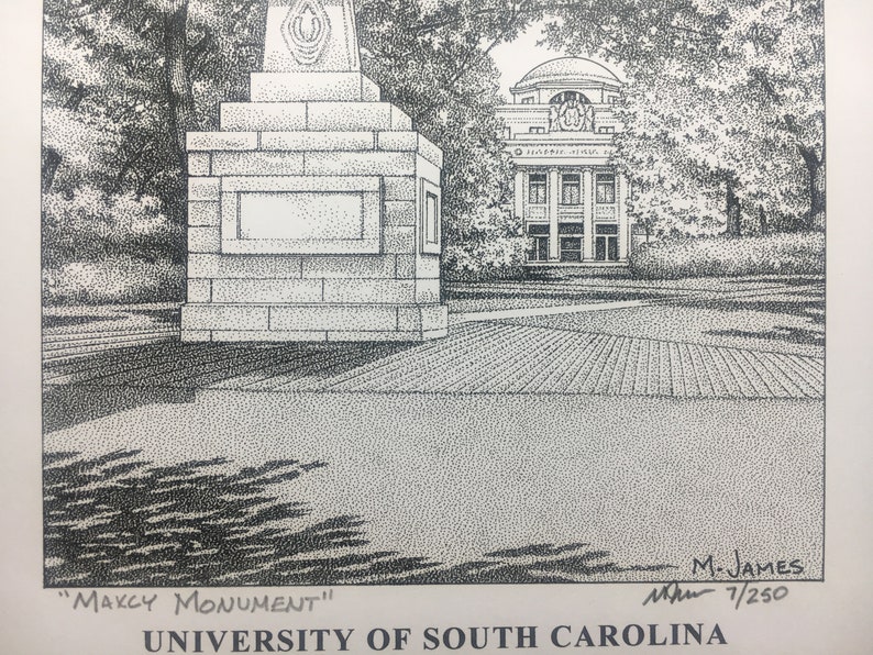 South Carolina Horseshoe Maxcy Monument 8"x10" Drawing-pen and Ink ...