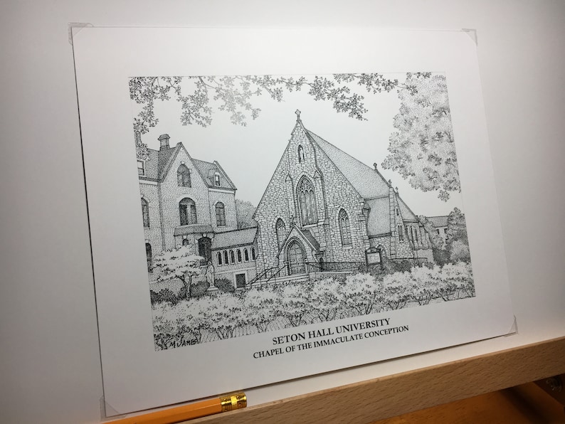 Seton Hall Chapel 8"x10" Pen and Ink Print - Etsy
