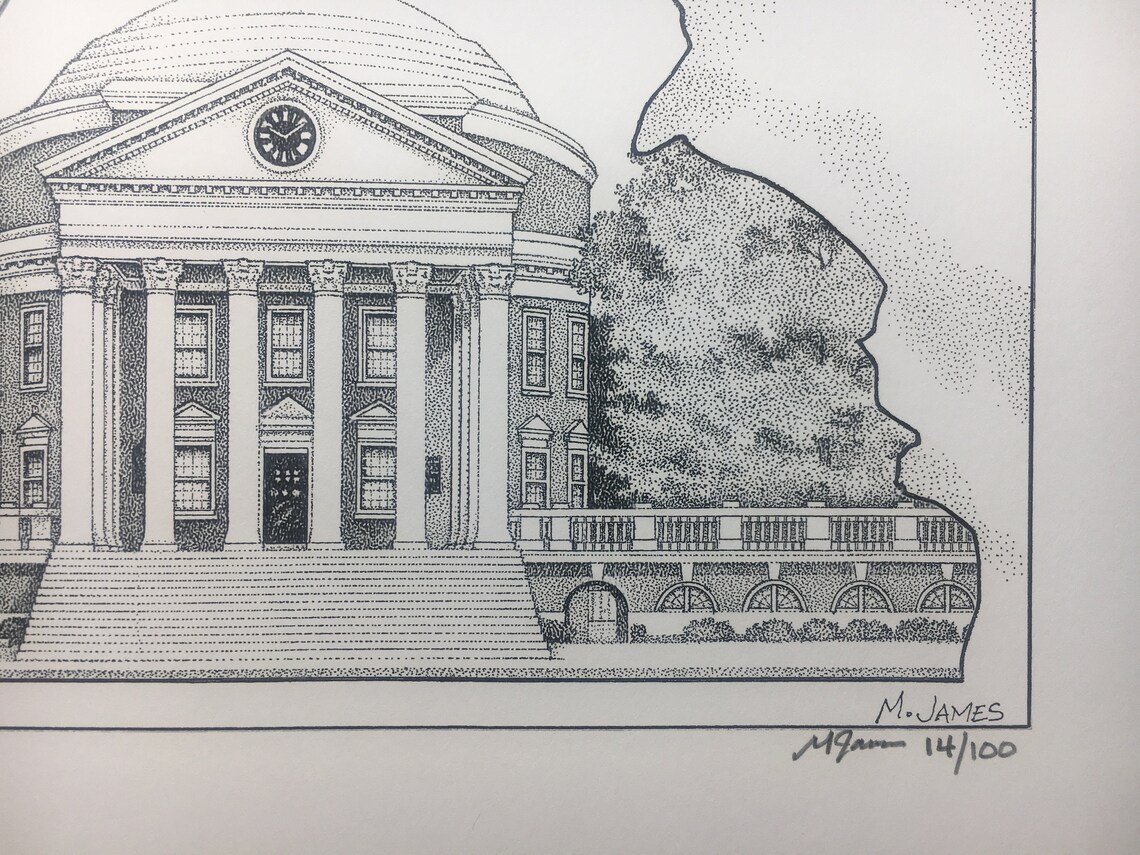 University of Virginia Rotunda pen and ink drawing | Etsy