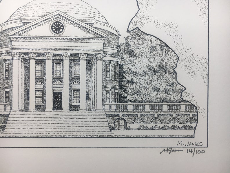 University of Virginia Rotunda Pen and Ink Drawing - Etsy
