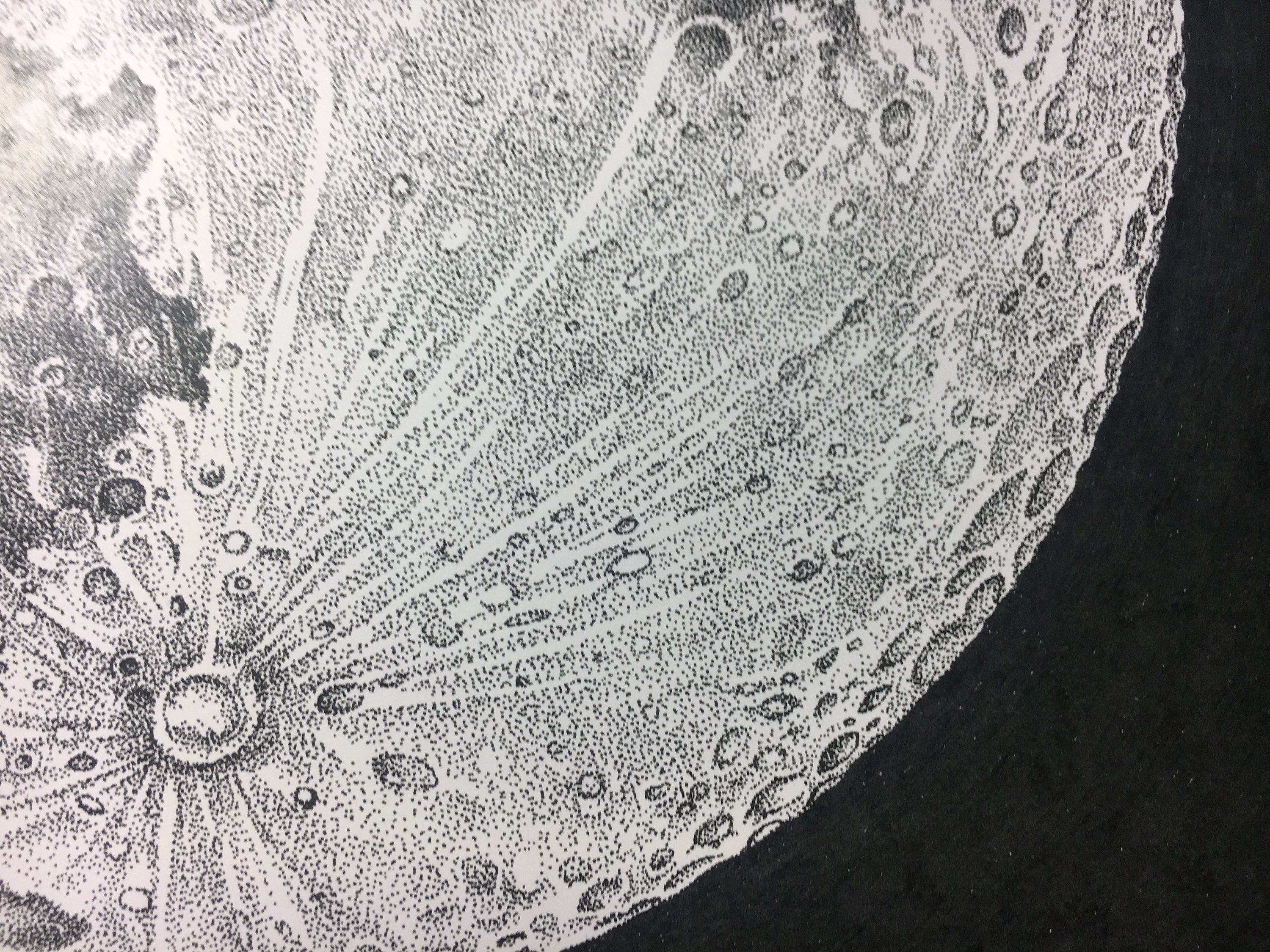 Full Moon Hand Drawn 10x10 Pointillism Pen and | Etsy