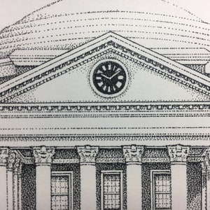 University of Virginia Rotunda Pen and Ink Drawing - 11"x14" Size Scene ...
