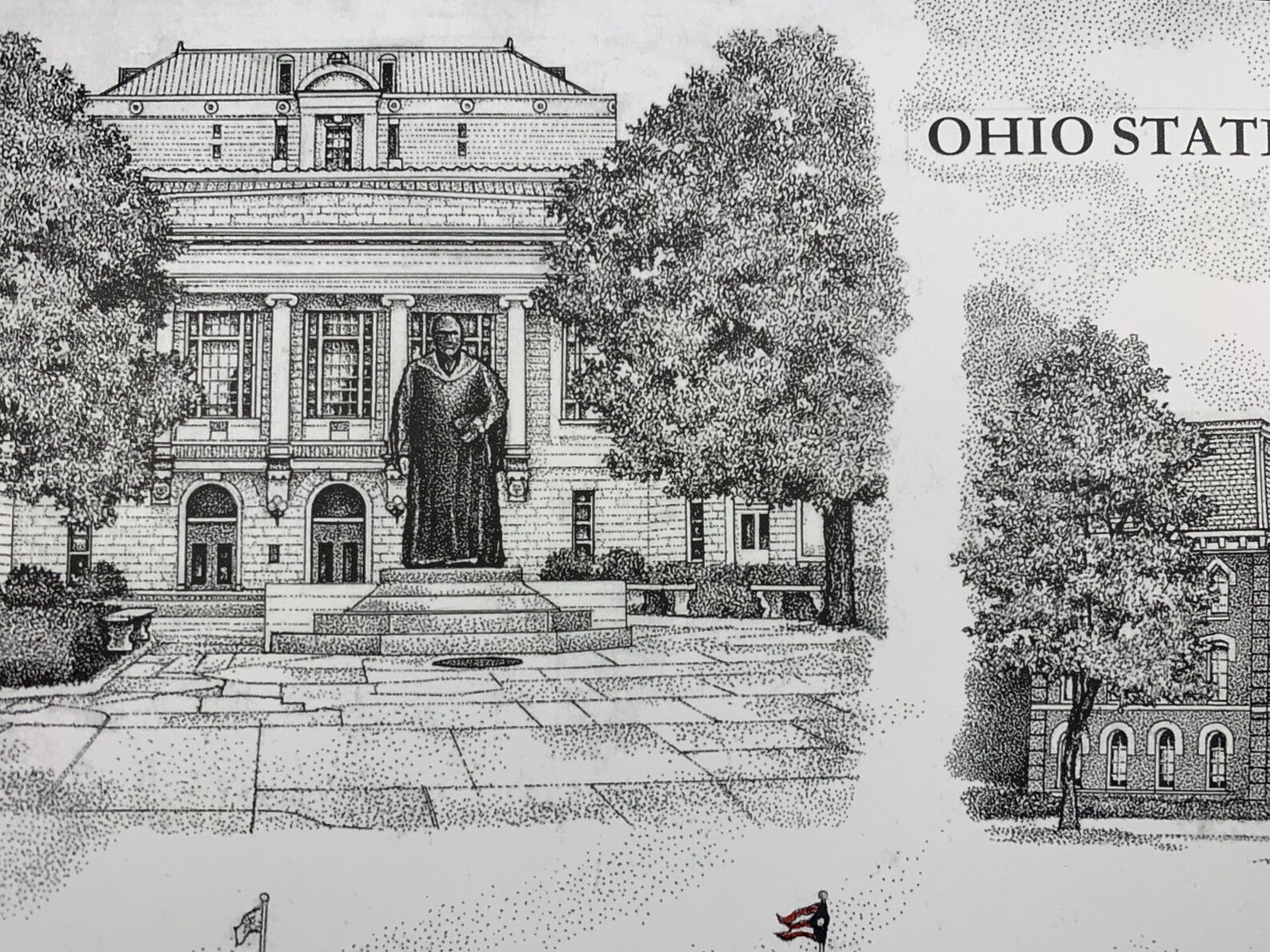 Ohio State 14x18 collage pen and ink print | Etsy