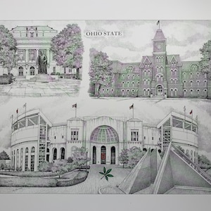 Ohio State 14x18 Collage Pen and Ink Print - Etsy