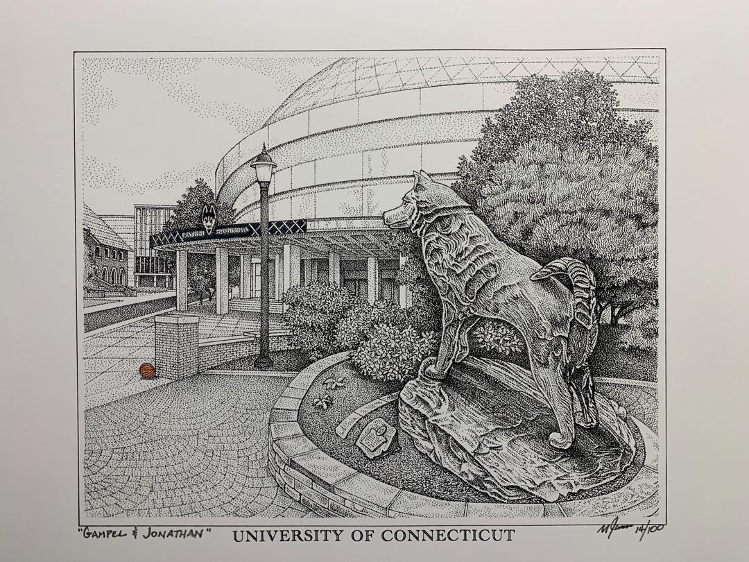 University of Connecticut - 11"x14” Print of Basketball Arena, and ...