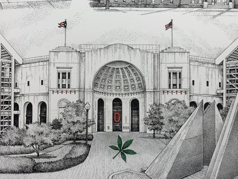 Ohio State 14x18 collage pen and ink print | Etsy