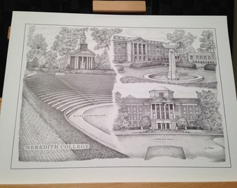 Wake Forest 11x14 Pen and Ink Print | Etsy