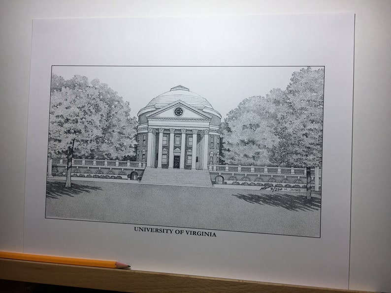University of Virginia Rotunda Pen and Ink Drawing - Etsy