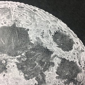 Full Moon - Hand Drawn 10"x10" Pointillism Pen and Ink - Etsy