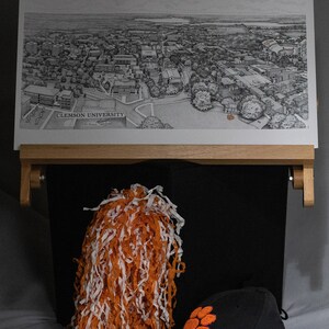 Clemson University - 11"x17" Panorama Print of Campus From Pen & Ink ...