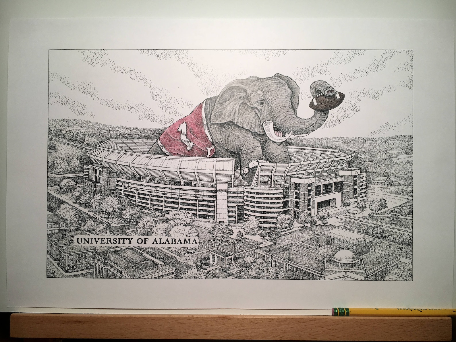 Alabama Football Stadium 11x17 Pen and Ink Print - Etsy