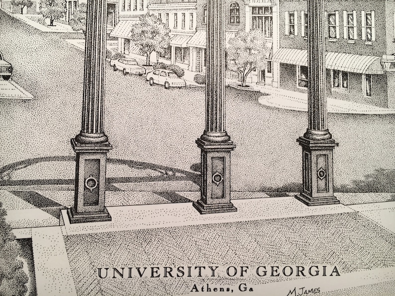 Georgia 11x14 Pen & Ink Drawing of the Arch | Etsy