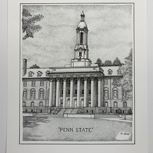 Penn State 8x10 Pen and Ink Print of Old Main - Etsy