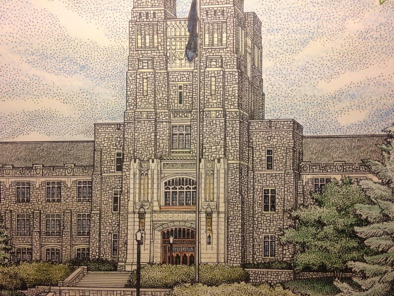 Virginia Tech Burruss Hall 11x14 Print - Etsy