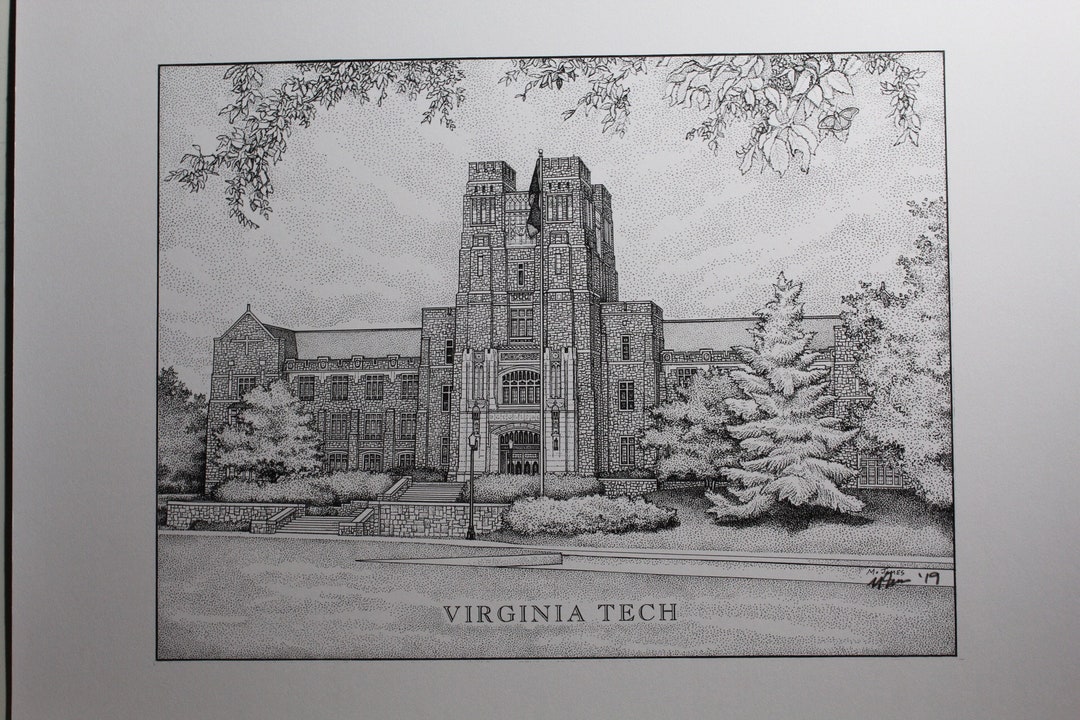 Virginia Tech Burruss Hall 11x14 Print - Etsy
