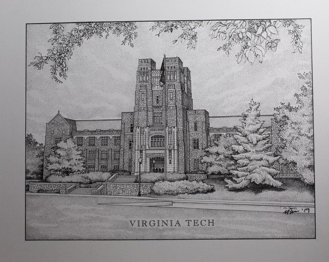 Virginia Tech Burruss Hall 11x14 Print - Etsy