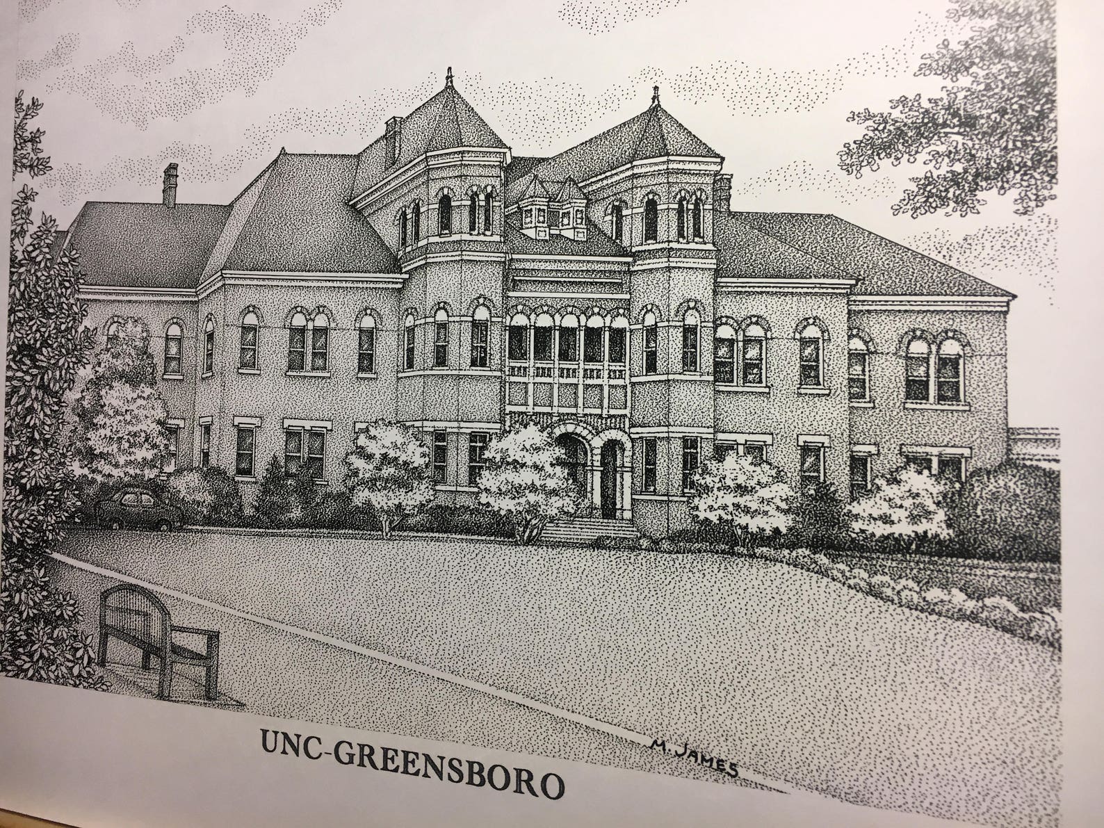 UNC Greensboro Foust Building Pen and Ink Print - Etsy