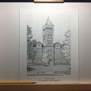 Clemson Tillman Hall Drawing-pen and Ink Print - Etsy