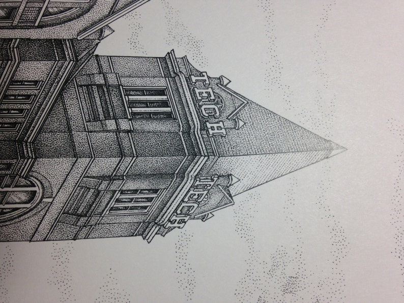 Georgia Tech Tower Pen and Ink Print - Etsy