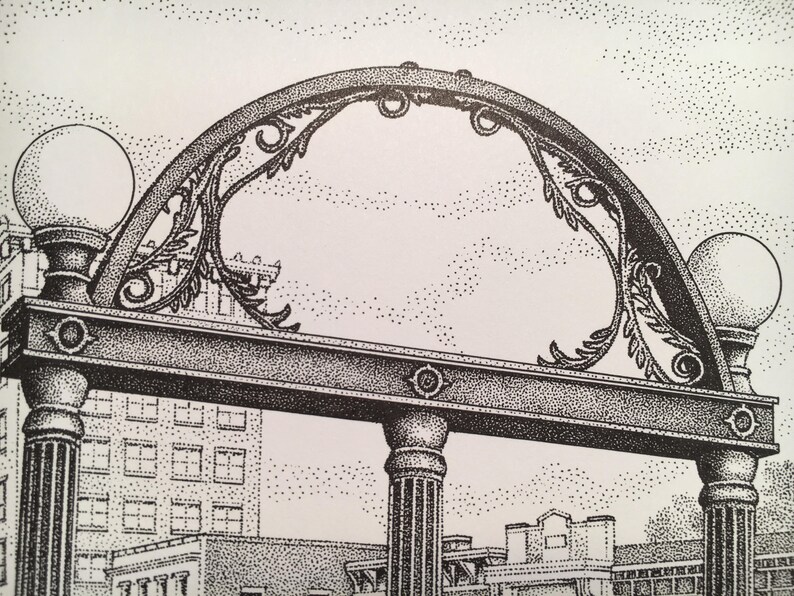 Georgia 11x14 Pen & Ink Drawing of the Arch - Etsy