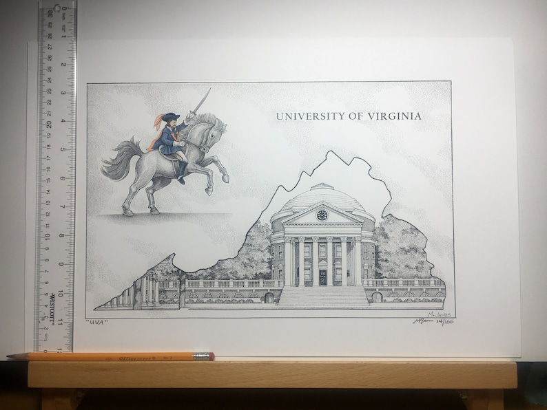University of Virginia Rotunda Pen and Ink Drawing - Etsy