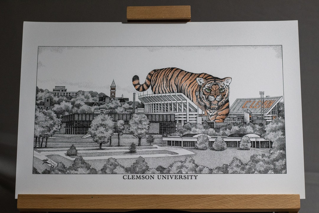 Clemson Stadium 11x17 Print From Hand-drawn Pen and Ink Original - Etsy