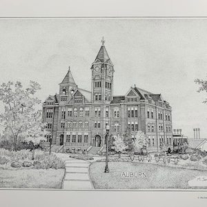 Auburn 11x14 Pen and Ink Print of Samford Hall - Etsy