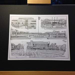 University of Central Florida - 8x10 Collage Pen and Ink Print - Etsy