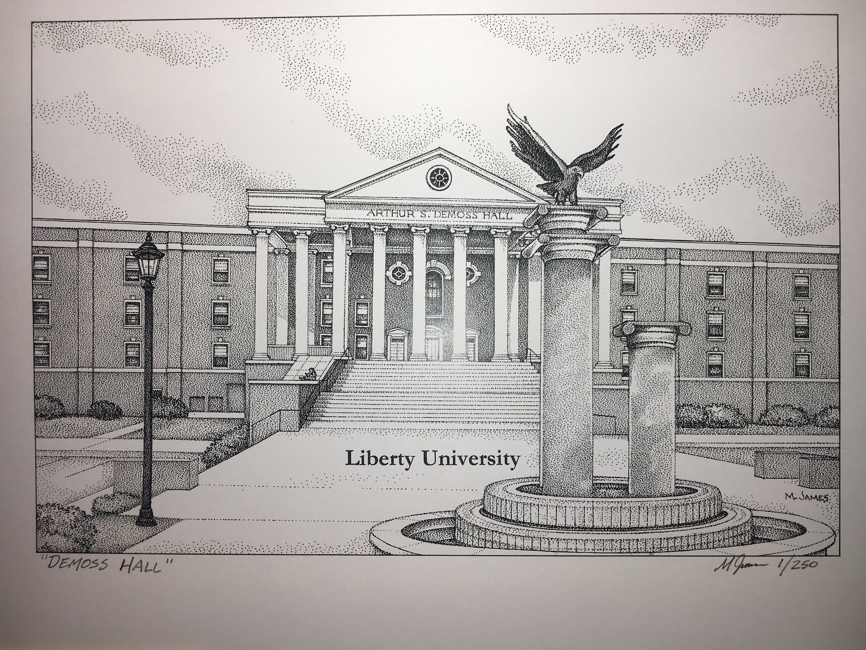 Liberty University Demoss Hall 11x14 Pen and Ink - Etsy Israel