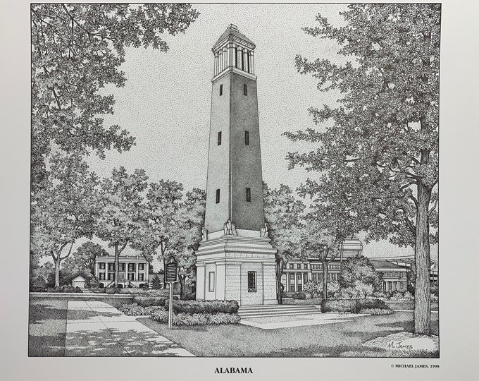 Alabama 11x14 Pen and Ink Print - Etsy