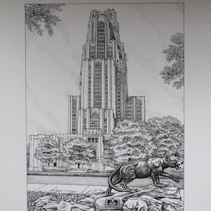 University of Pittsburgh - Cathedral of Learning 11"x14" Pen and Ink ...