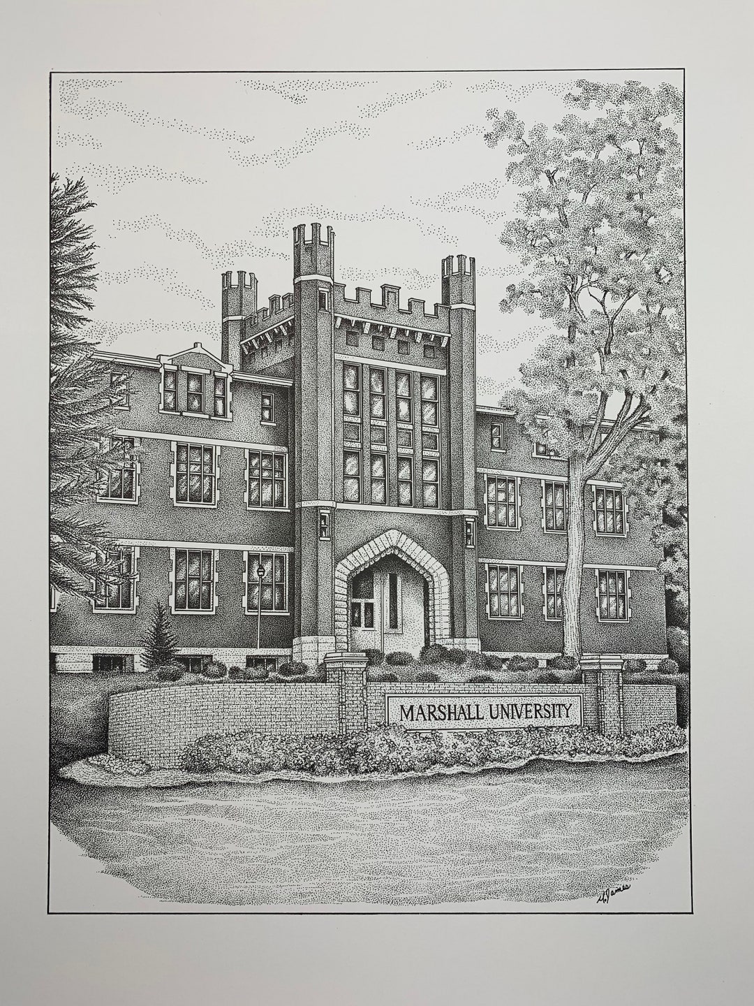 Marshall Old Main Print From Pen and Ink Drawing - Etsy