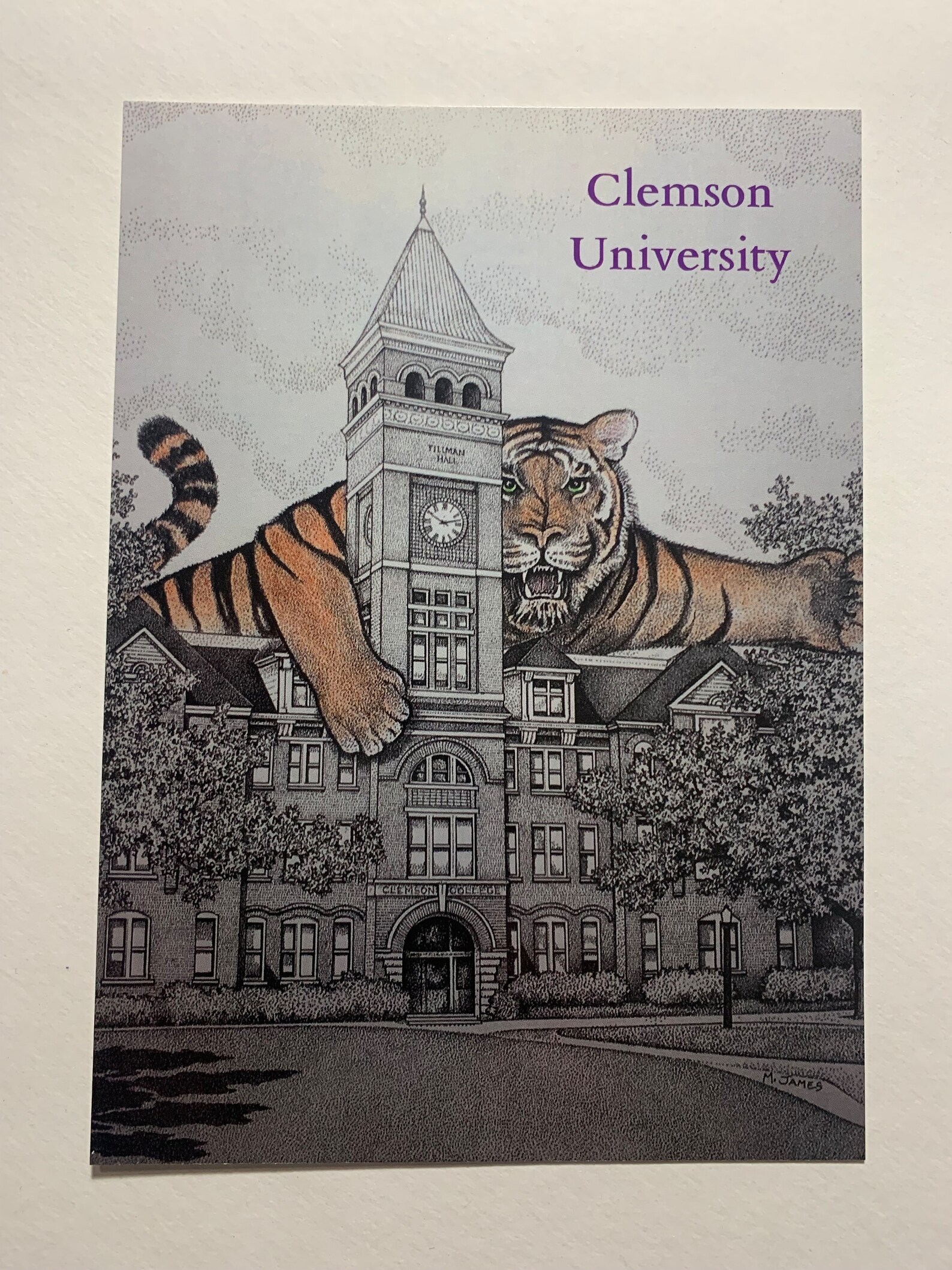 Clemson Tillman Hall With Tiger: 11x14 Print of Hand-drawn Original - Etsy