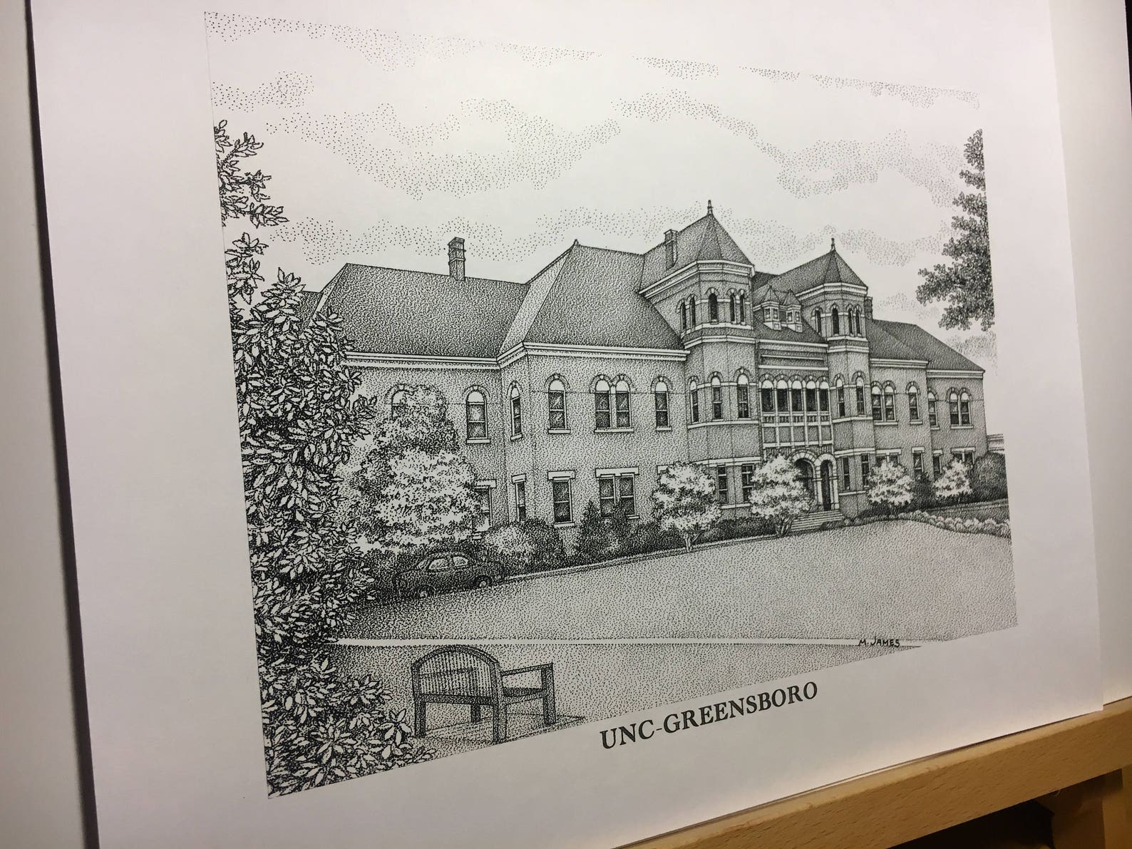 UNC Greensboro Foust Building Pen and Ink Print - Etsy