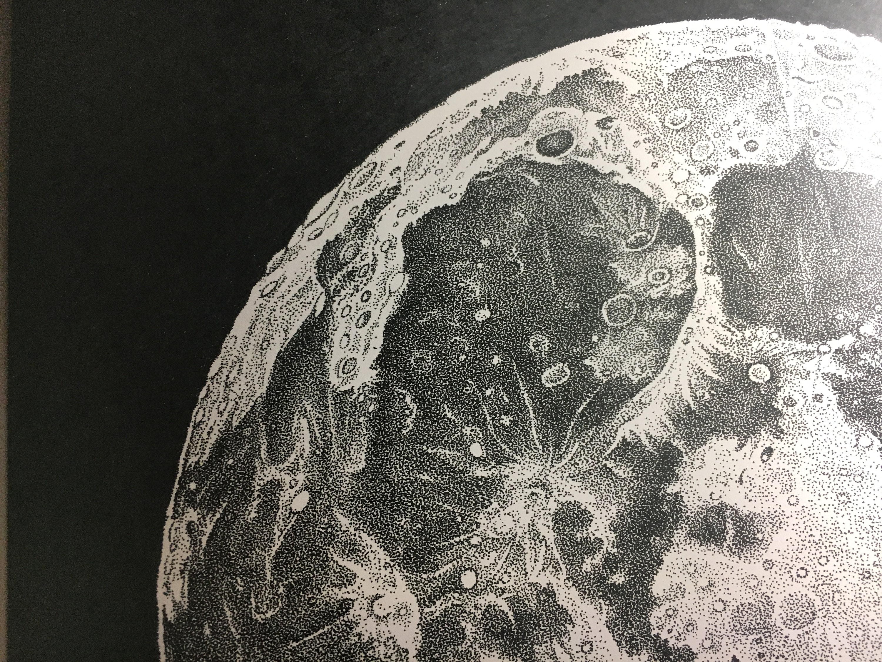 Full Moon Hand Drawn 10x10 Pointillism Pen and | Etsy