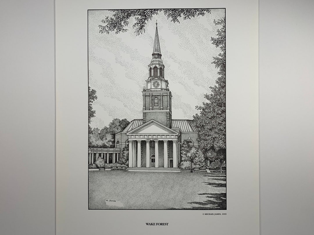Wake Forest 11x14 Pen and Ink Print - Etsy