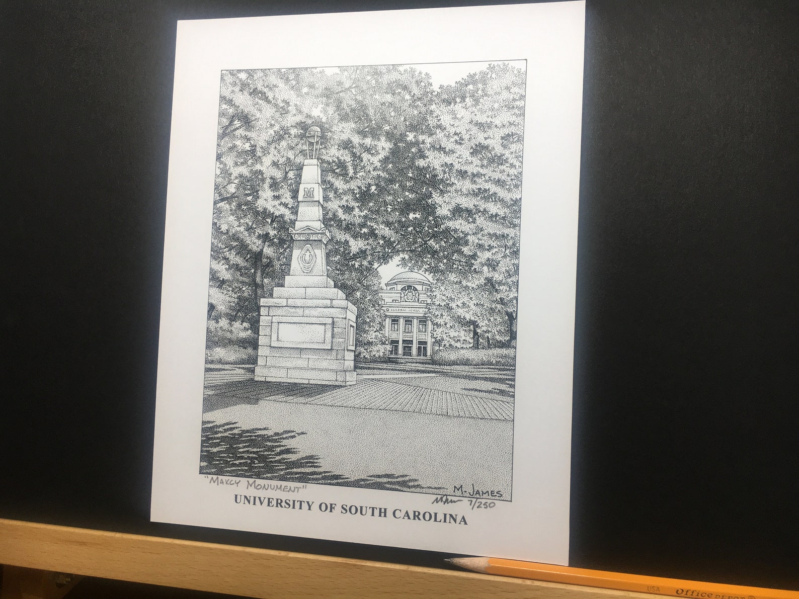 South Carolina Horseshoe Maxcy Monument 8"x10" Drawing-pen and Ink ...